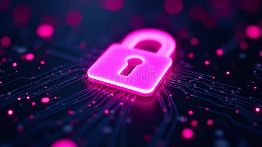 Pink Digital Lock among Microchips and Chips Stock Photo - Image of ...
