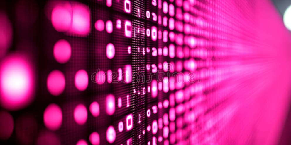 Pink Digits of Binary Computer Programming Code on Dark Background of ...