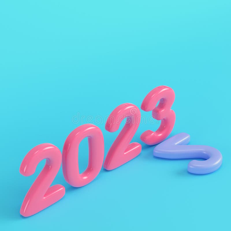 Pink 2023 Digits on Bright Blue Background in Pastel Colors. Minimalism ...