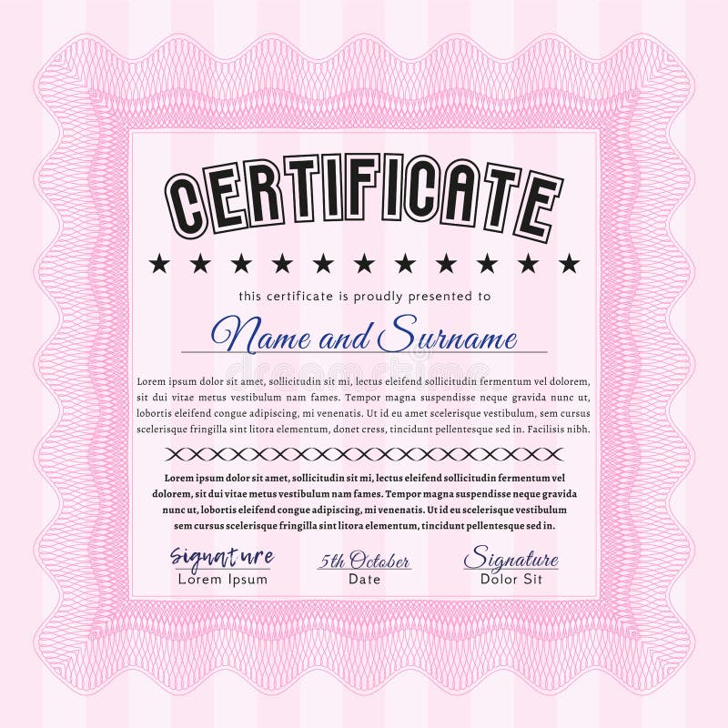 Pink Certificate Diploma Template Pattern Stock Illustrations – 519 ...