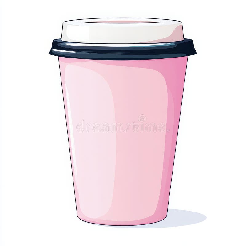 Pink Disposable Coffee Cup Cartoon Illustration, Cup Design, Beverage ...