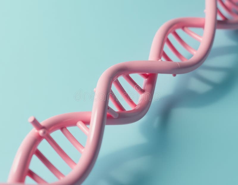 Pink DNA Double Helix Model on Light Blue Background - Science ...