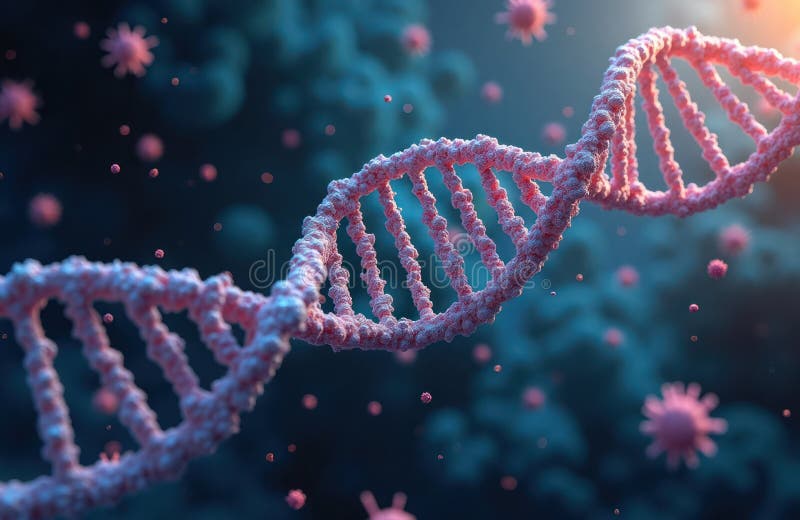 Pink Dna Strand Breaks into Fragments. Genetic Network Information Flow ...