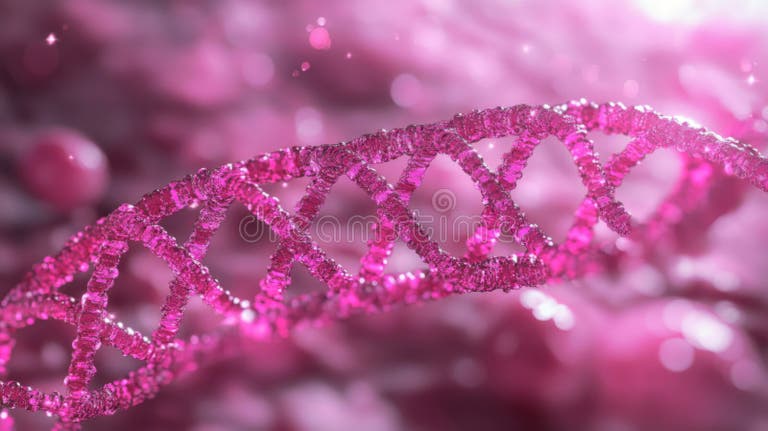 Pink Dna Strand Molecular Structure Closeup Stock Illustration ...