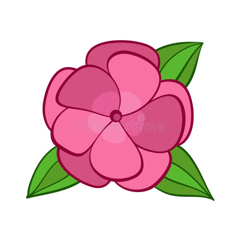 Pink Dog-rose Flower Art Drawn Design Stock Vector - Illustration of ...