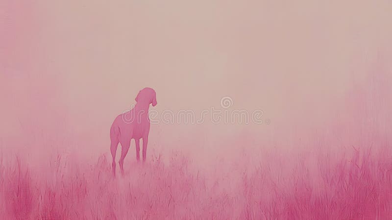 A Pink Dog Standing in a Dreamy Landscape Stock Image - Image of dreamy ...