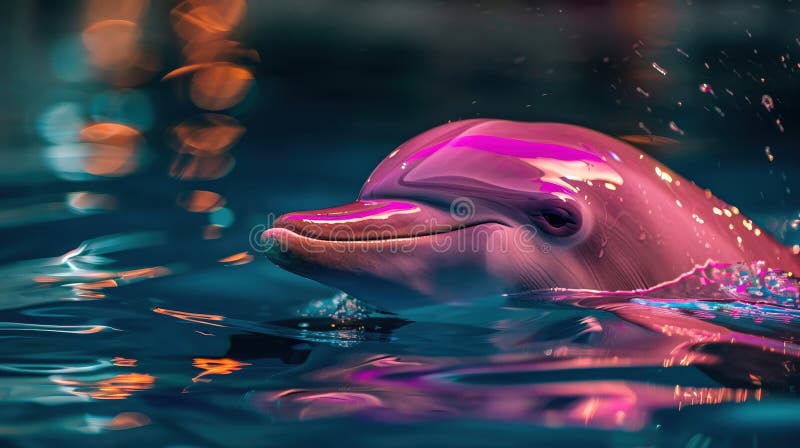 A Pink Dolphin Singing a Song Vibrant Colo Stock Illustration ...