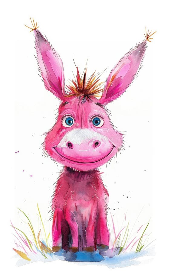 A Pink Donkey with a Pink Mane and a Pink Nose is Smiling Stock ...
