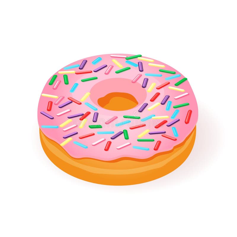 Pink Donut Icon. Isometric Illustration of Pink Donut Vector with ...