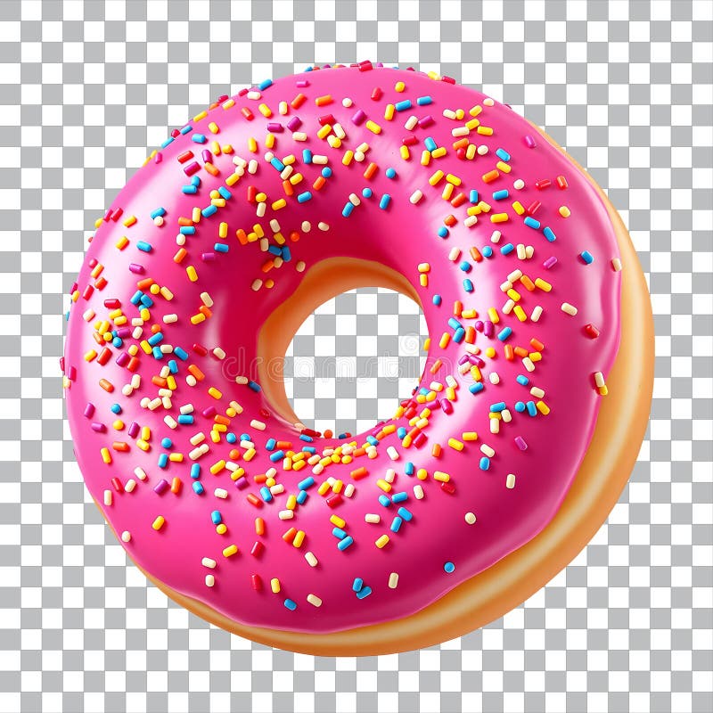 Pink Donut with Sprinkles Isolated on Transparent Background Stock ...