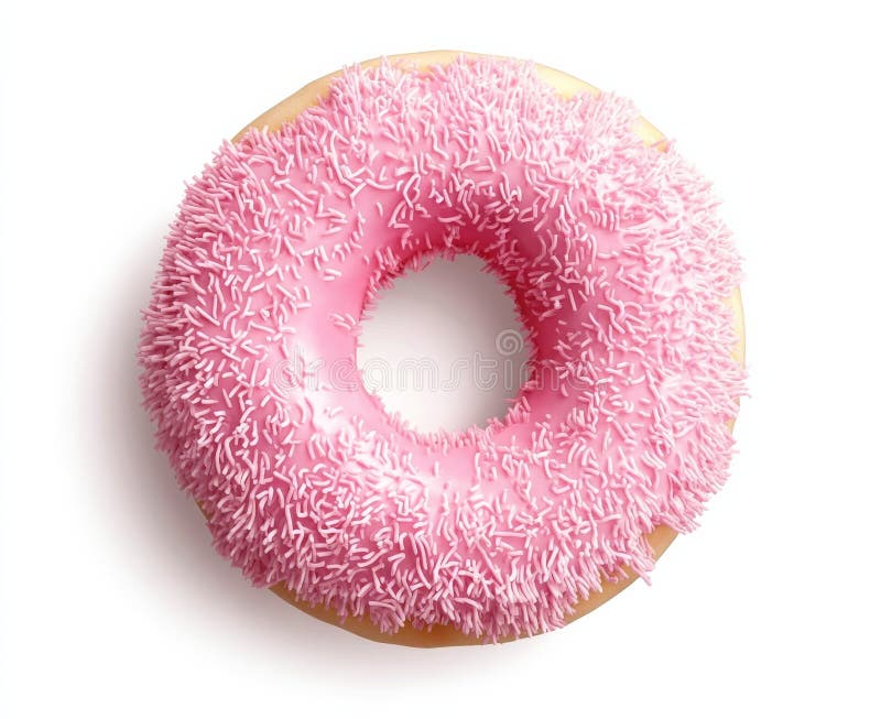 Pink Donut with Sprinkles Isolated on White Background, Bakery, Dessert ...