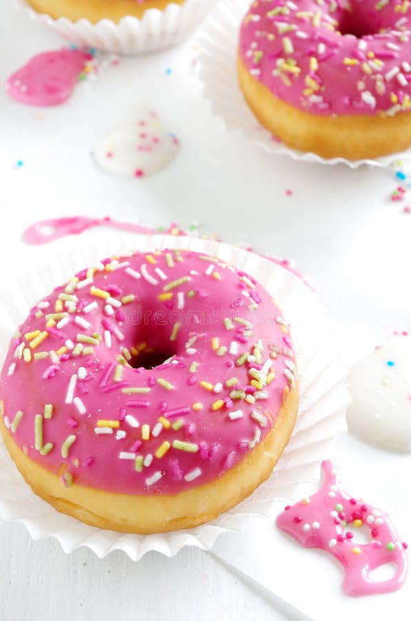 Pink donut stock image. Image of crullers, pastry, baked - 68242033