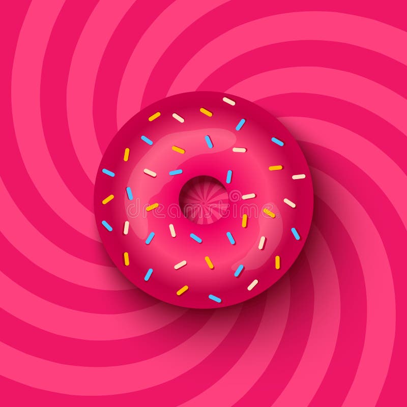 Pink Donut Vector Set Isolated on White and Pink Background. Top View ...