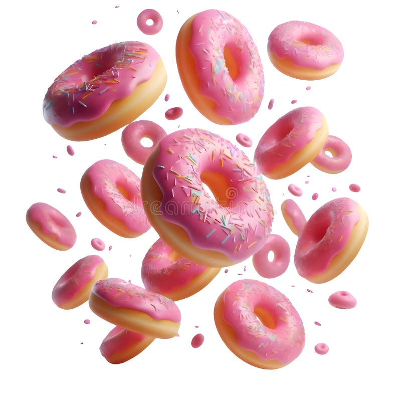 Pink donuts with sprinkles stock illustration. Illustration of ...