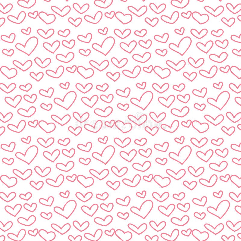 Pink Doodle Heart Line Pattern Stock Vector - Illustration of sweet ...