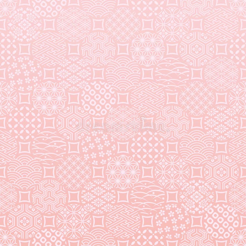 Pink Dots Background with Japanese Traditional Design. Stock Vector ...