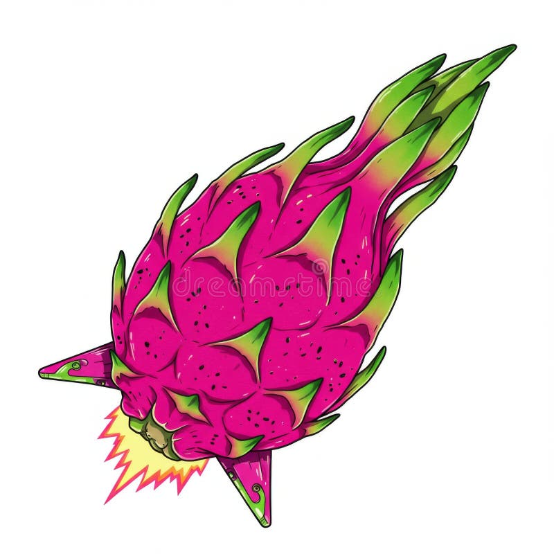 Pink Dragon Fruit Rocket Illustration Stock Illustration - Illustration ...