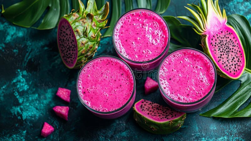 Pink Dragon Fruit Smoothie Tropical Scene Stock Image - Image of exotic ...