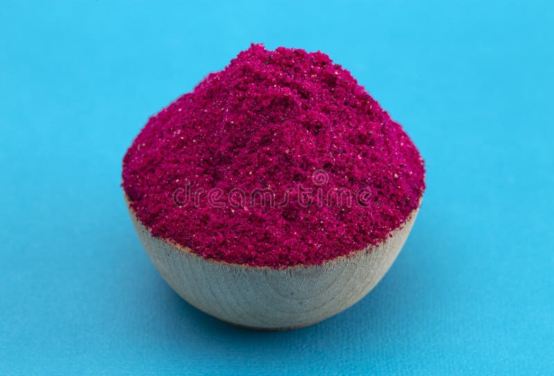 Pink Dragonfruit Powder on a Bright Blue Background Stock Photo - Image ...