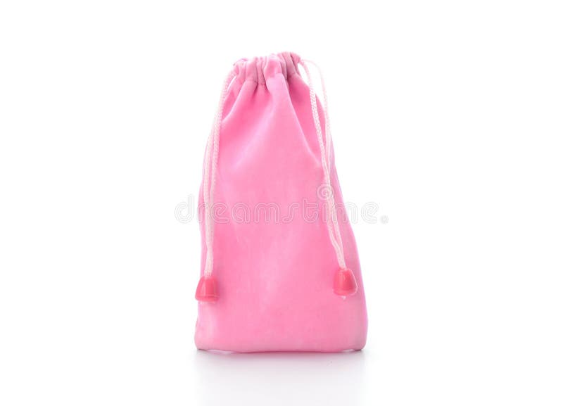 Pink Drawstring Pack Isolated on White Background Stock Image - Image ...