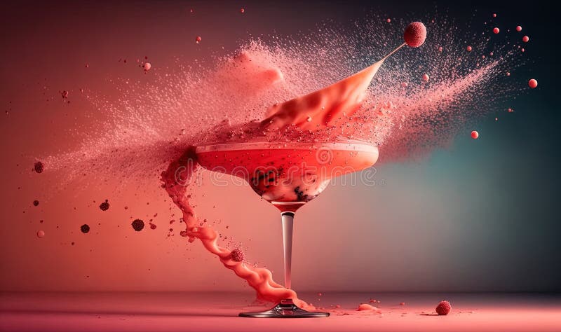 A Pink Drink with a Splash of Liquid Coming Out of it Stock ...