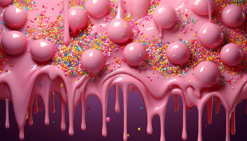 Pink Dripping Glaze with Sprinkles, Background, Dessert, Candy Stock ...