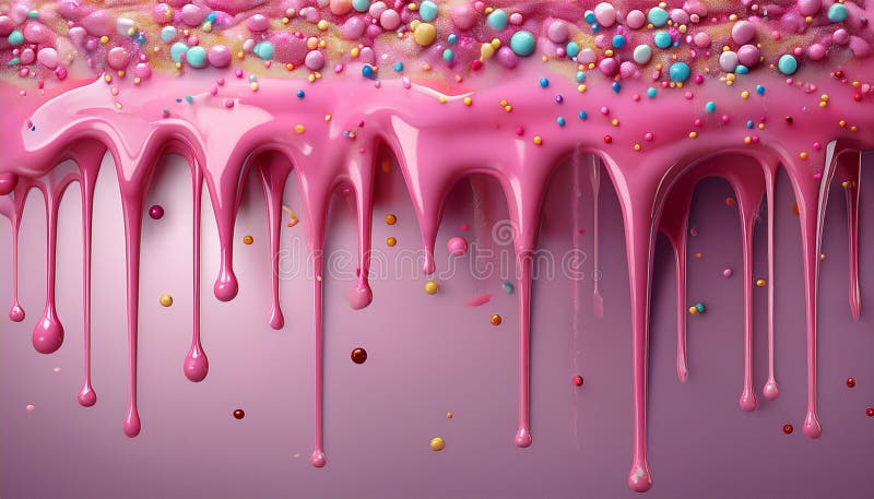 Pink Dripping Glaze with Sprinkles, Background, Dessert, Candy Stock ...