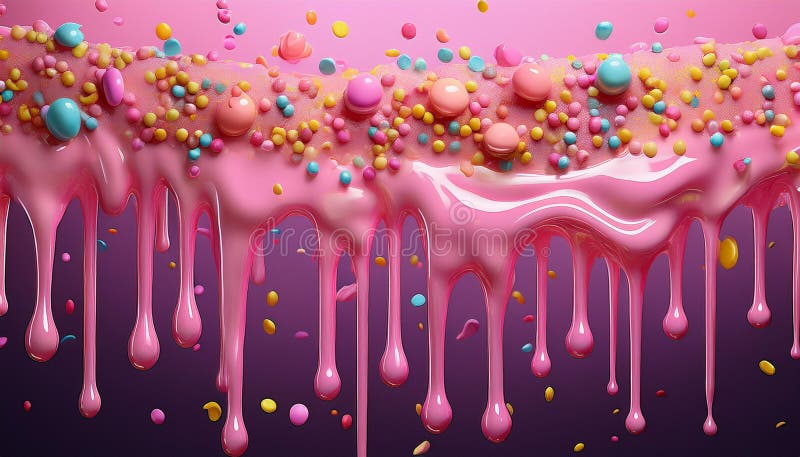 Pink Dripping Glaze with Sprinkles, Background, Dessert, Candy Stock ...