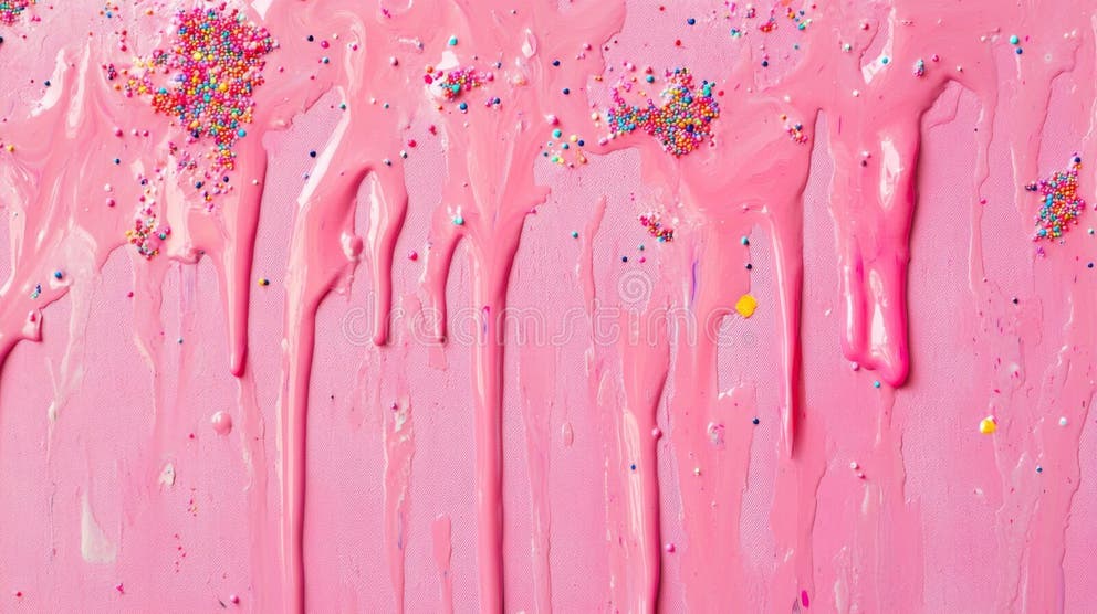 Pink Dripping Icing with Sprinkles Background Texture Stock ...