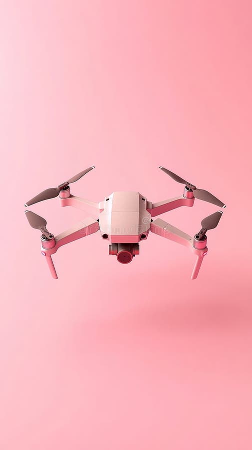 Pink Drone Hovering on Pink Background, Modern Technology and ...