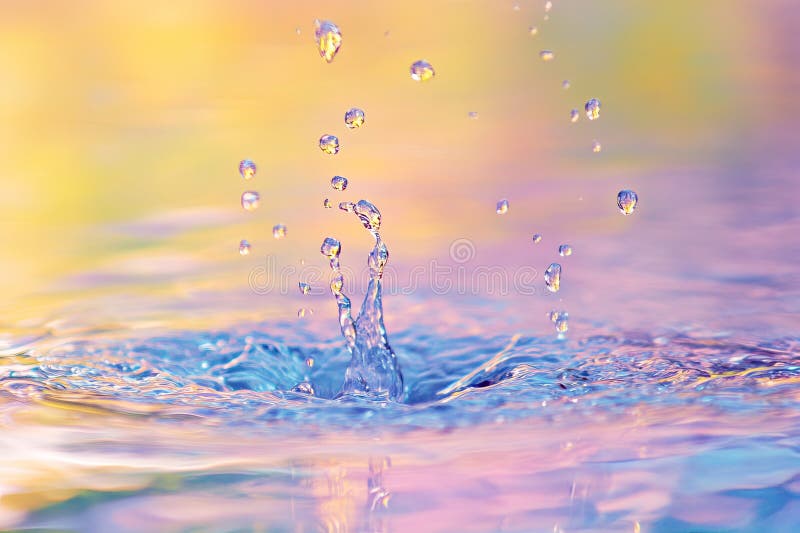 Pink Drop Falls Down on the Surface of Pink Transparent Liquid Creating ...