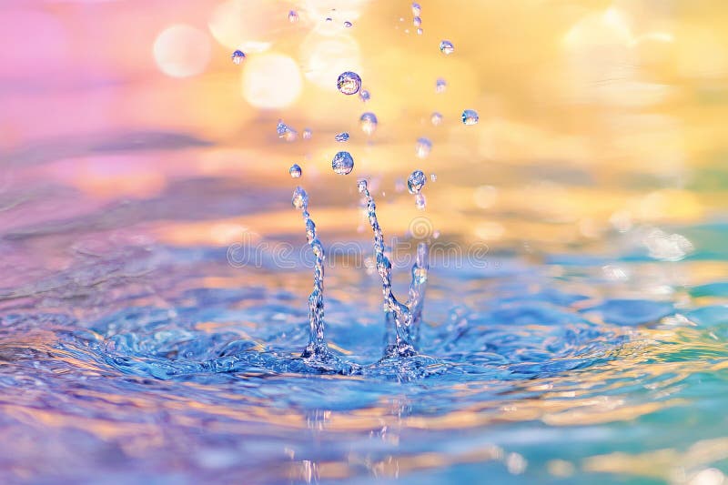 Pink Drop Falls Down on the Surface of Pink Transparent Liquid Creating ...