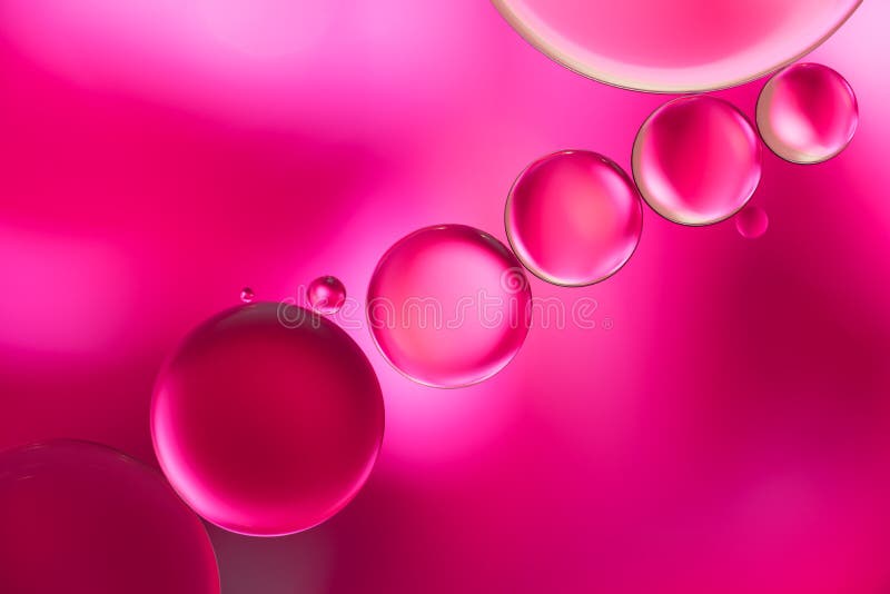 Pink Drops of Oil and Air Bubbles on the Water Stock Image - Image of ...