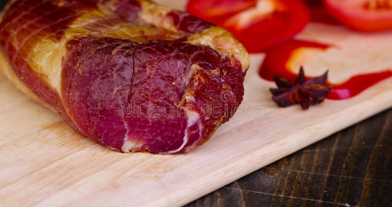 Pink Dry Pork Ham, Close-up Stock Video - Video of picnic, texture ...