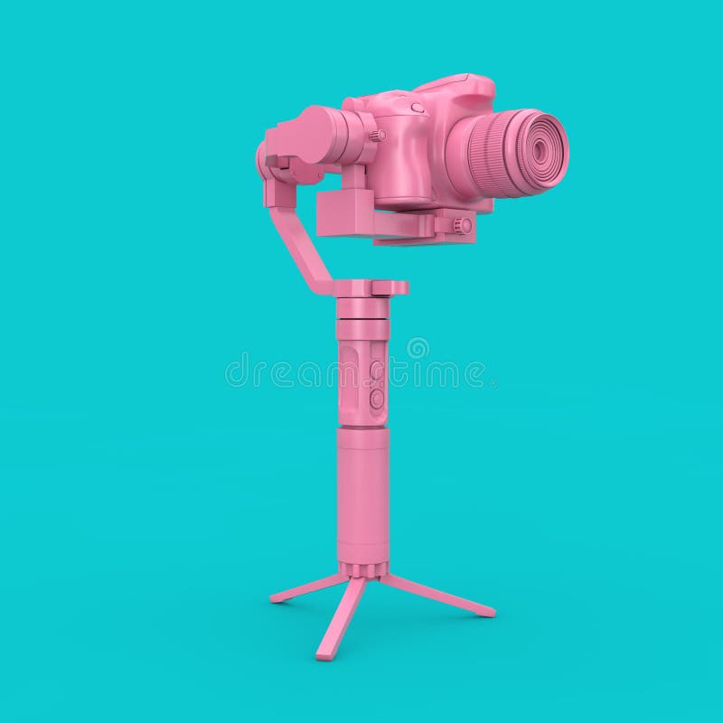 Pink DSLR or Video Camera Gimbal Stabilization Tripod System. 3d ...