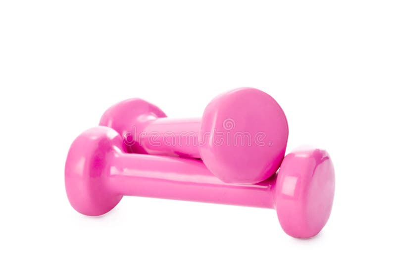 Plastic Coated Dumbell Isolated on White Stock Image - Image of healthy ...