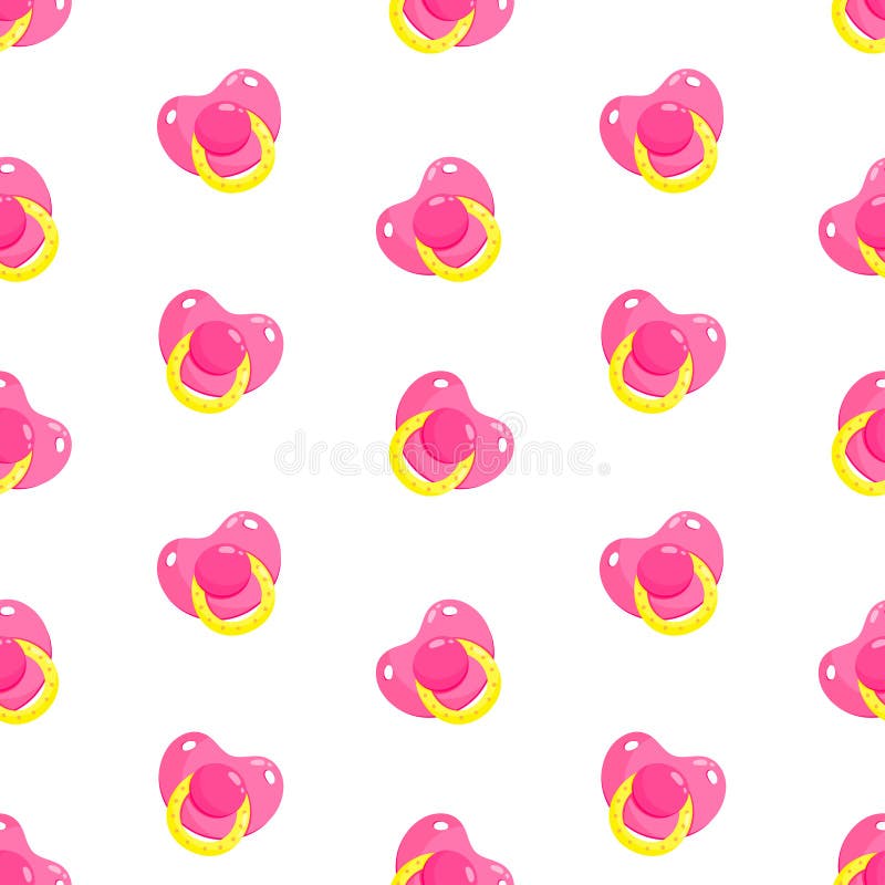 Pink Dummies Vector Seamless Pattern. Front View Pacifiers Stock ...