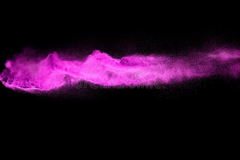 Pink Dust Particle Splash on Black Background.Pink Powder Splash Stock ...