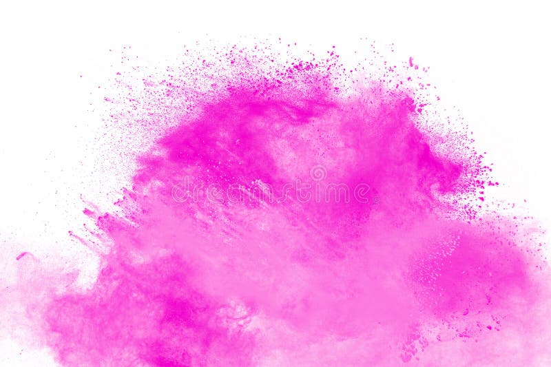 Pink Dust Particle Splash on White Background.Pink Powder Splash Stock ...