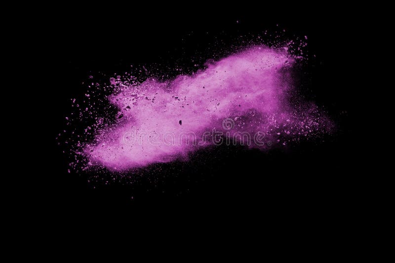 Pink Dust Particles Splash on Black Background.Pink Powder Splash Stock ...