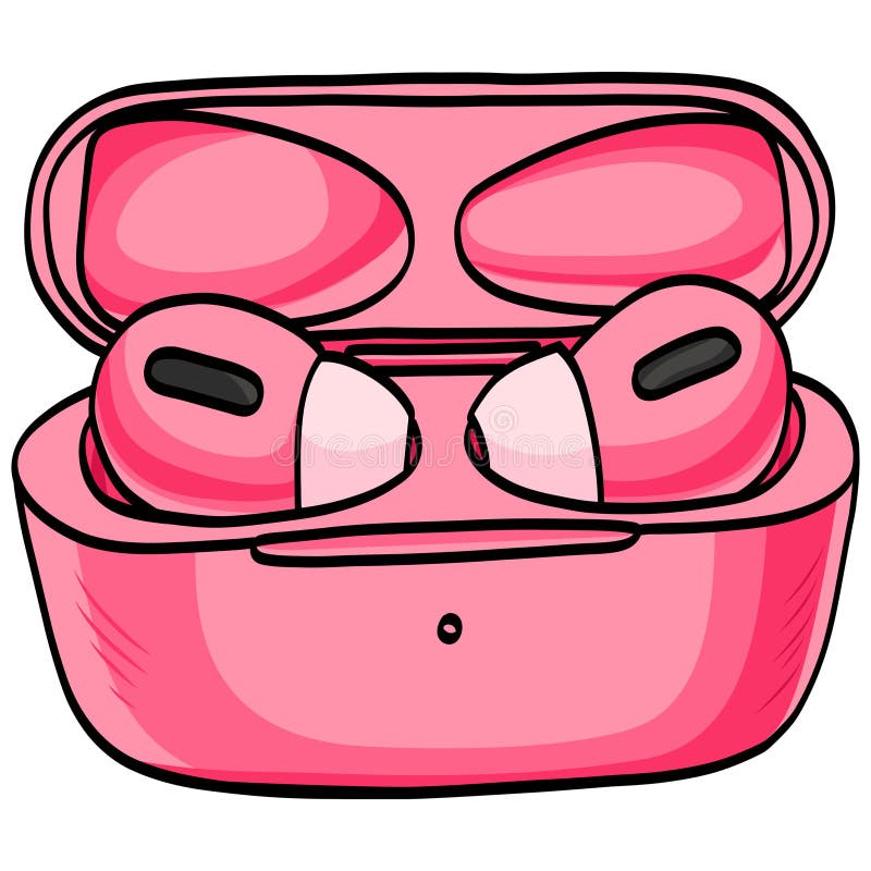 Pink Earbuds Wireless Earphones Drawing Vector Illustration Stock ...