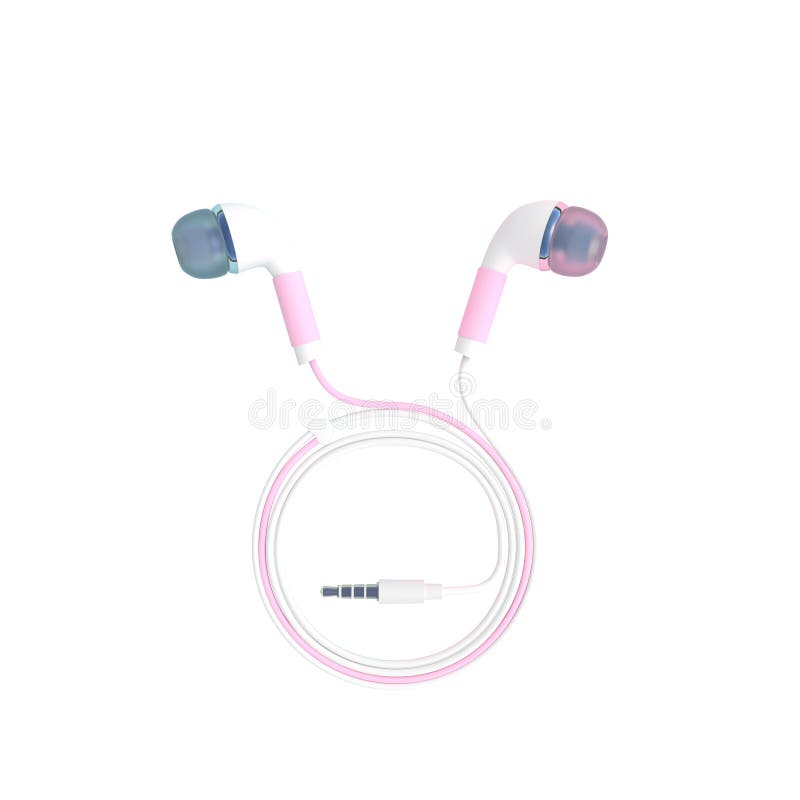 Pink Earphone on Blue and Pink Pastel Color Background Stock ...
