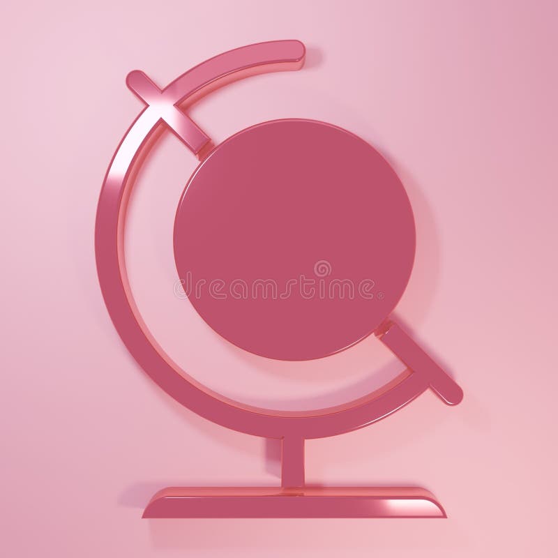 Pink Earth Globe Icon Isolated on Pink Background. Minimalism Concept ...