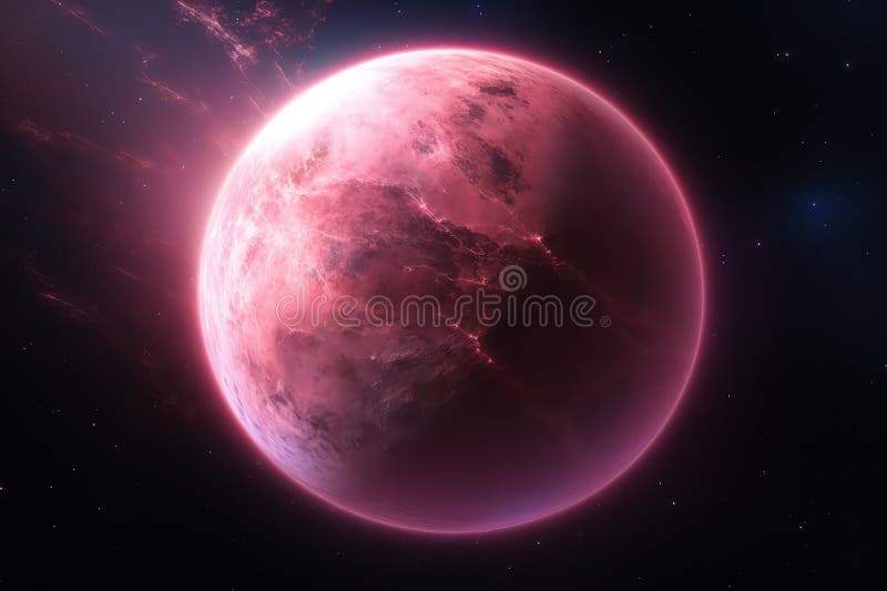 Giant Pink Star Solar System Illustration Pink Solar System Stock