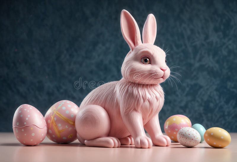 Pink Easter Bunny 3d Render - Generated by Ai Stock Illustration ...