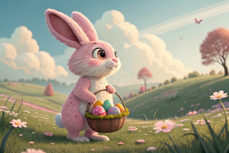 Pink Easter Bunny 3d Render - Generated by Ai Stock Illustration ...