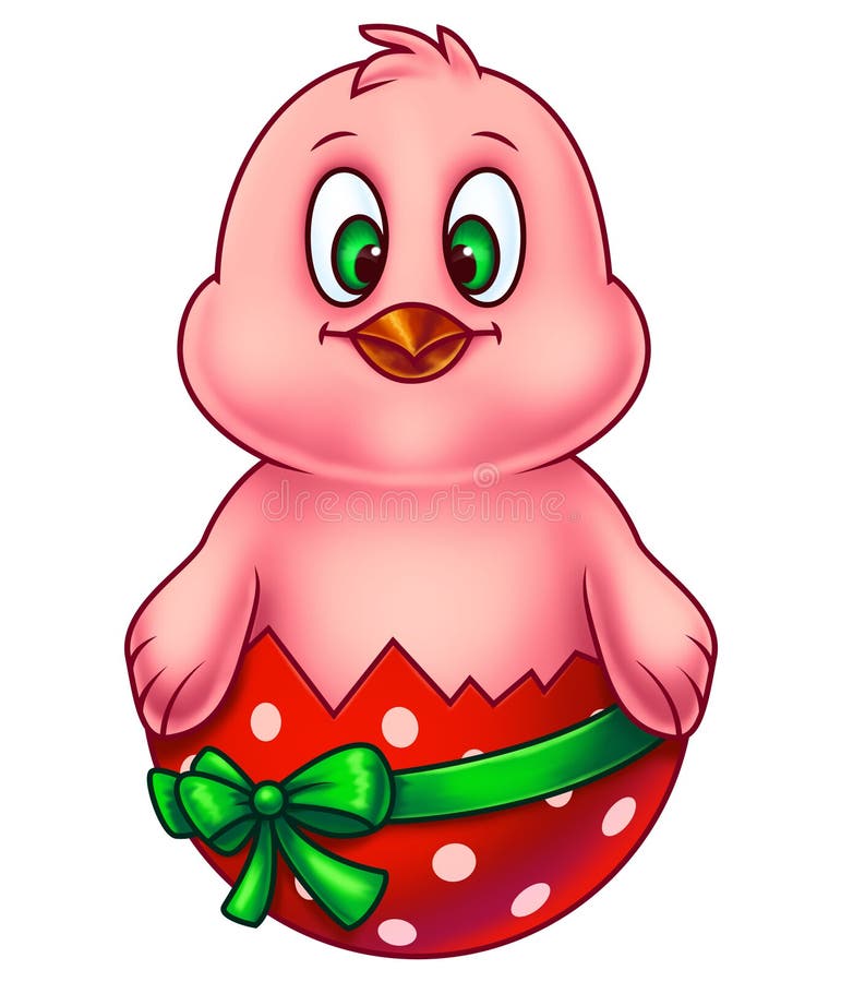 Pink Easter Chicken Cartoon Character Stock Illustration - Illustration ...
