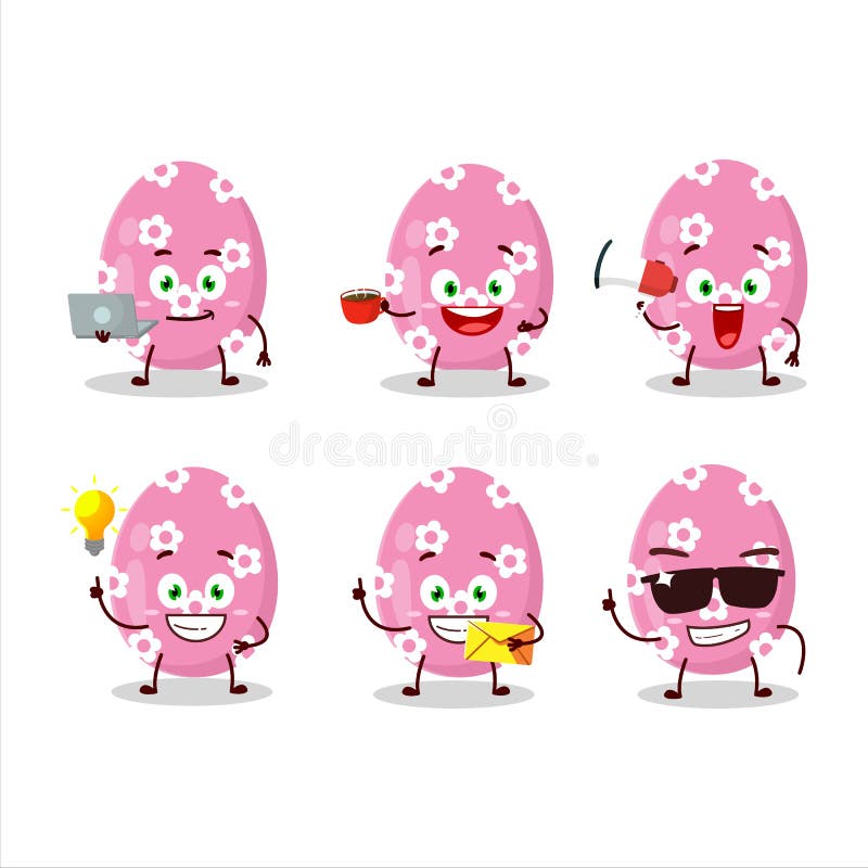 Pink Easter Egg Cartoon Character with Various Types of Business ...