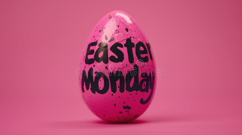 Pink Easter Egg with Easter Monday Text on a Pink Background. Stock ...