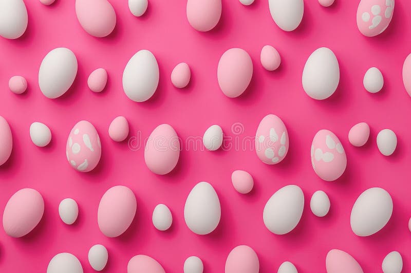 Pink Easter Eggs in a Repeating Pattern on a Pastel Pink Background ...